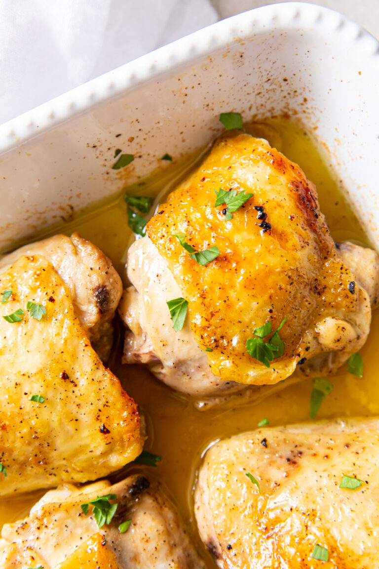 Easy Garlic Broiled Chicken Thighs - Lara Clevenger